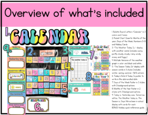 Pocket Chart Calendar - Retro Classroom Decor Bulletin Board | Made By ...