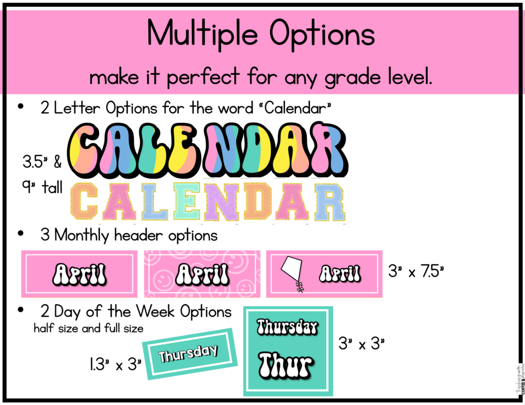 Pocket Chart Calendar - Retro Classroom Decor Bulletin Board - Made By ...