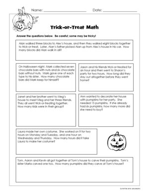 Trick-or-Treat Math - Halloween Word Problems - Grades 1-2 - Fun ...