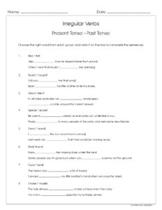 Irregular Verbs - Present & Past Tenses - 4 worksheets - Grades 2-3 ...