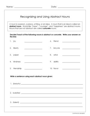 Abstract Nouns - 3 worksheets - Grades 3-4 - Great practice! - Made By ...
