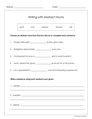 Abstract Nouns - 3 worksheets - Grades 3-4 - Great practice! - Made By ...