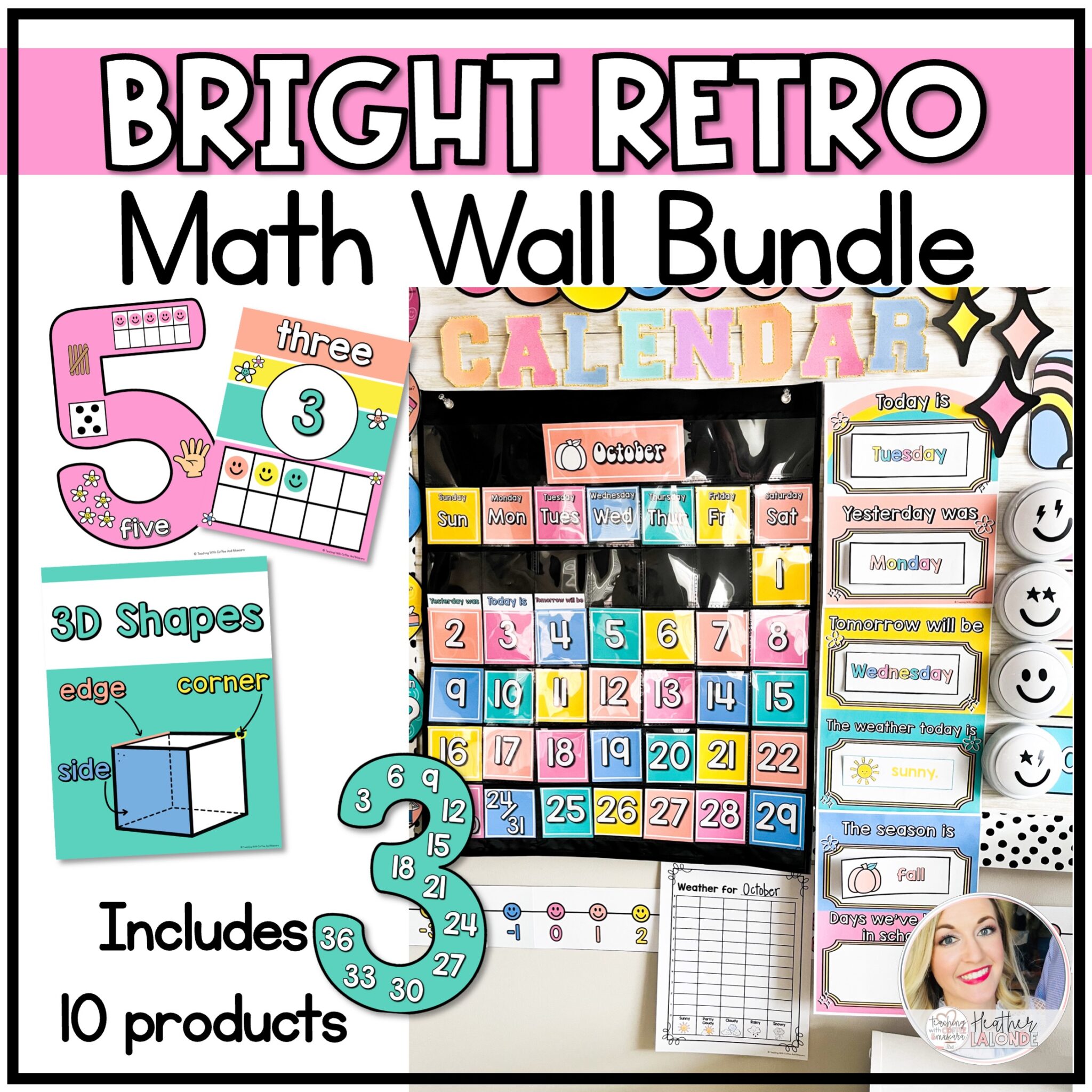 Math Posters Bundle | Retro Rainbow Classroom Decor | Made By Teachers