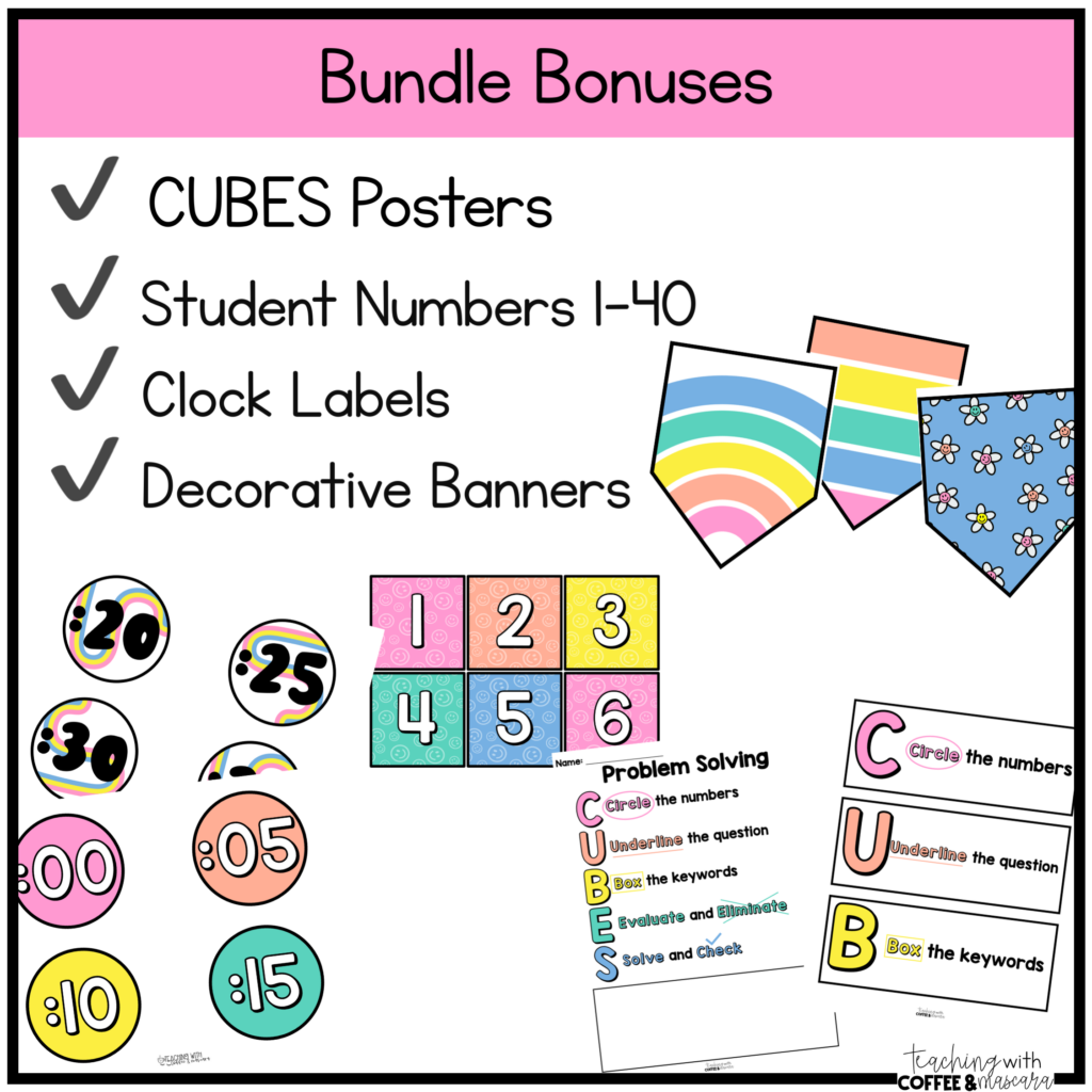 Math Posters Bundle | Retro Rainbow Classroom Decor | Made By Teachers