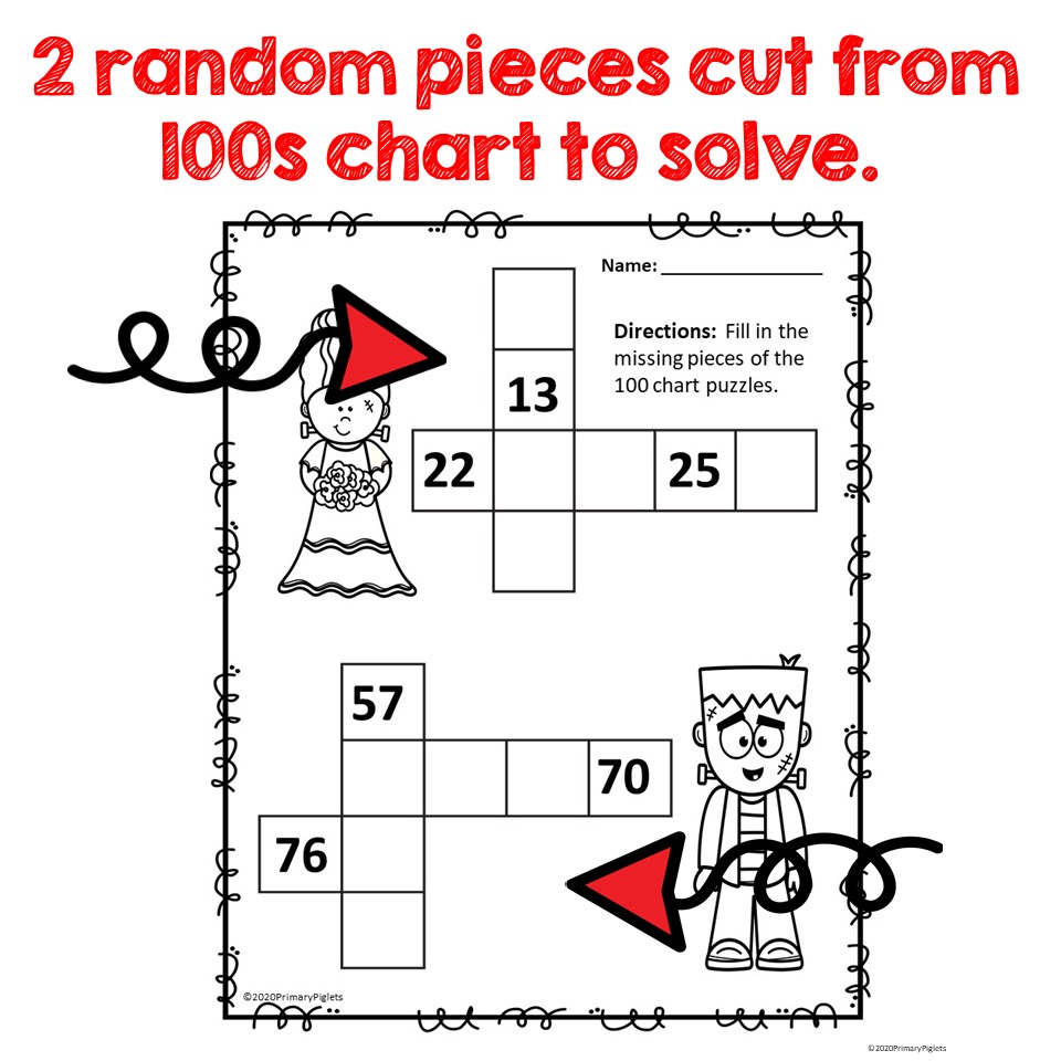HALLOWEEN 100s CHARTS WORKSHEETS - BLANK, FILL IN, MISSING NUMBERS ...
