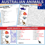 Australian Animals Word Search and Scramble Word - Made By Teachers