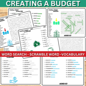 Creating a Budget: Saving Money Worksheet Activity, Word Search ...