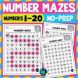 Number Mazes 1-20 | Dot The Number Mazes Worksheets - Made By Teachers