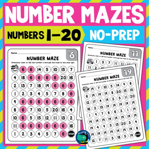 Number Mazes 1-20 | Dot The Number Mazes Worksheets | Made By Teachers