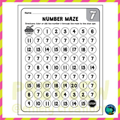 Number Mazes 1-20 | Dot The Number Mazes Worksheets - Made By Teachers