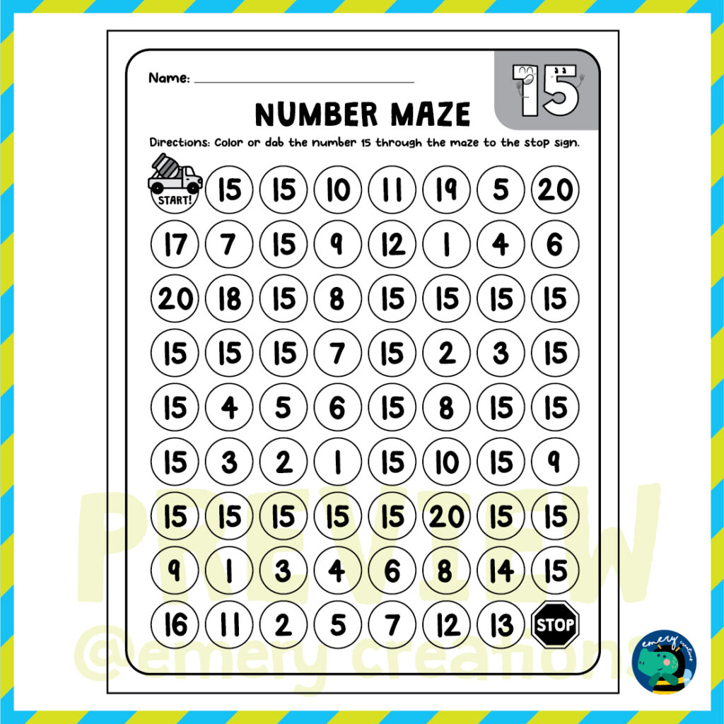 Number Mazes 1-20 | Dot The Number Mazes Worksheets | Made By Teachers