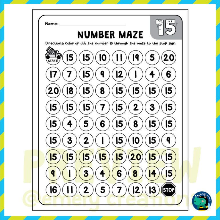 Number Mazes 1-20 | Dot The Number Mazes Worksheets | Made By Teachers
