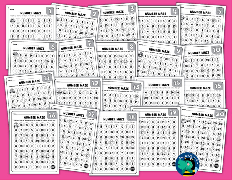 Number Mazes 1-20 | Dot The Number Mazes Worksheets - Made By Teachers