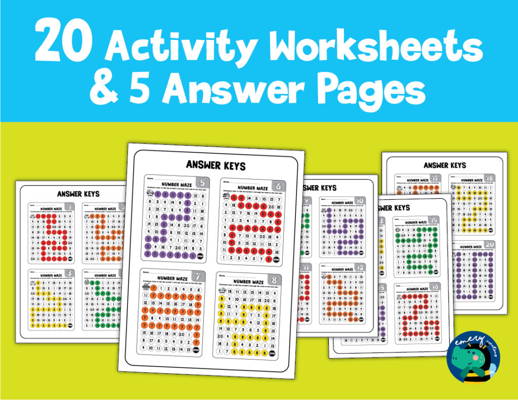Number Mazes 1-20 | Dot The Number Mazes Worksheets | Made By Teachers