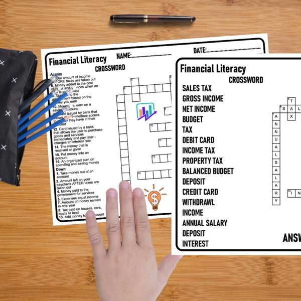 Financial Literacy Worksheet Activity, Word Search-Scramble Word ...