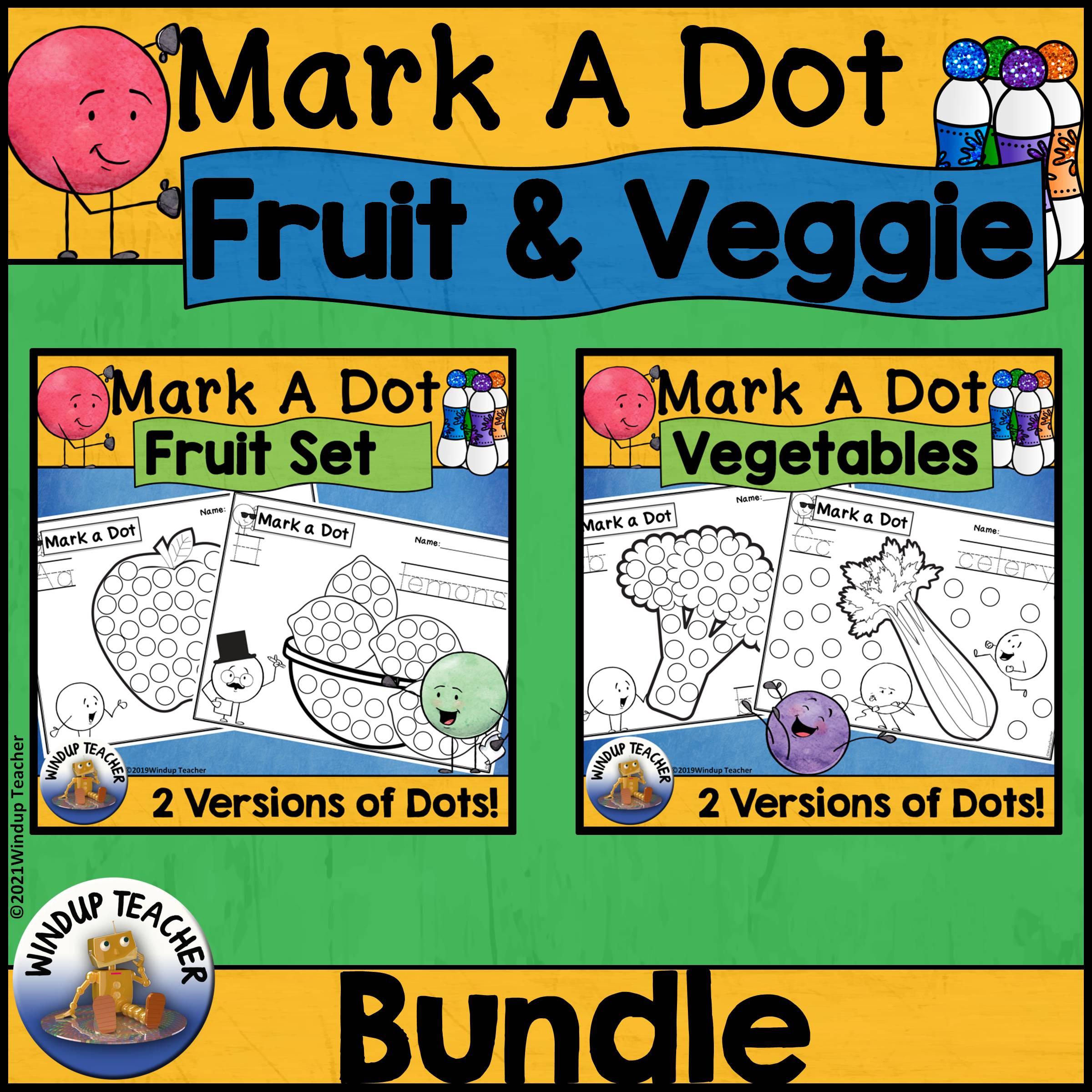 Fruit and Veggie Bingo Dot Dauber BUNDLE - Do-A-Dot Marker Printable ...