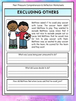 PEER PRESSURE Reading Comprehension & Questions I Worksheets | Made By ...