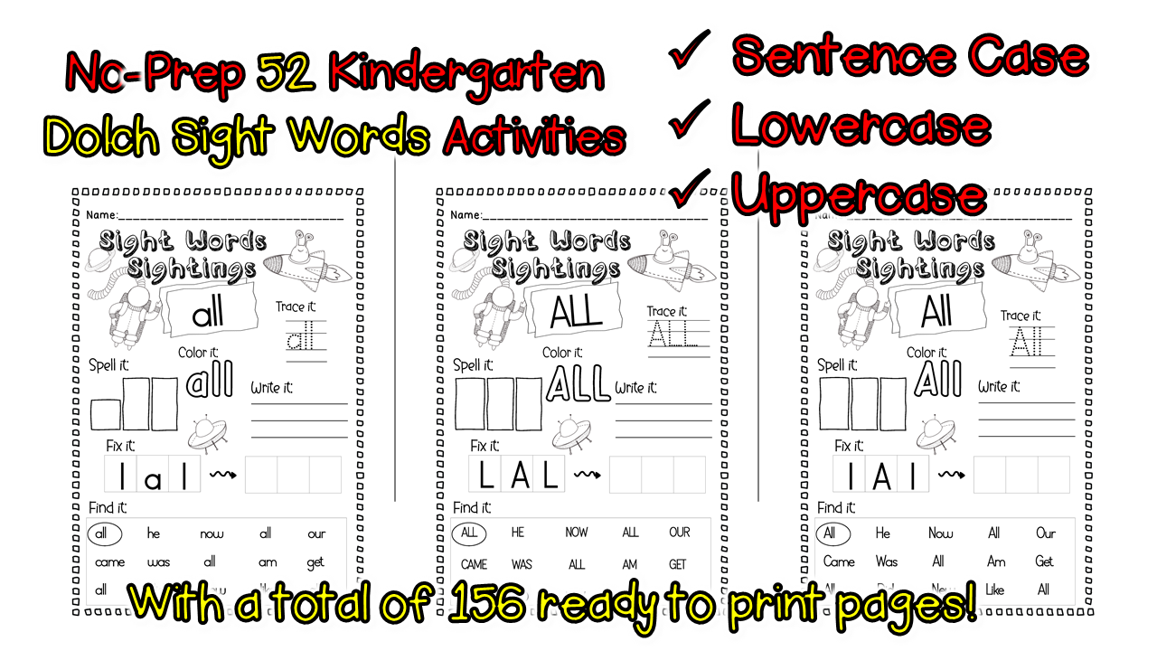 Sight Words Sightings No-Prep Kindergarten Worksheets - Made By Teachers