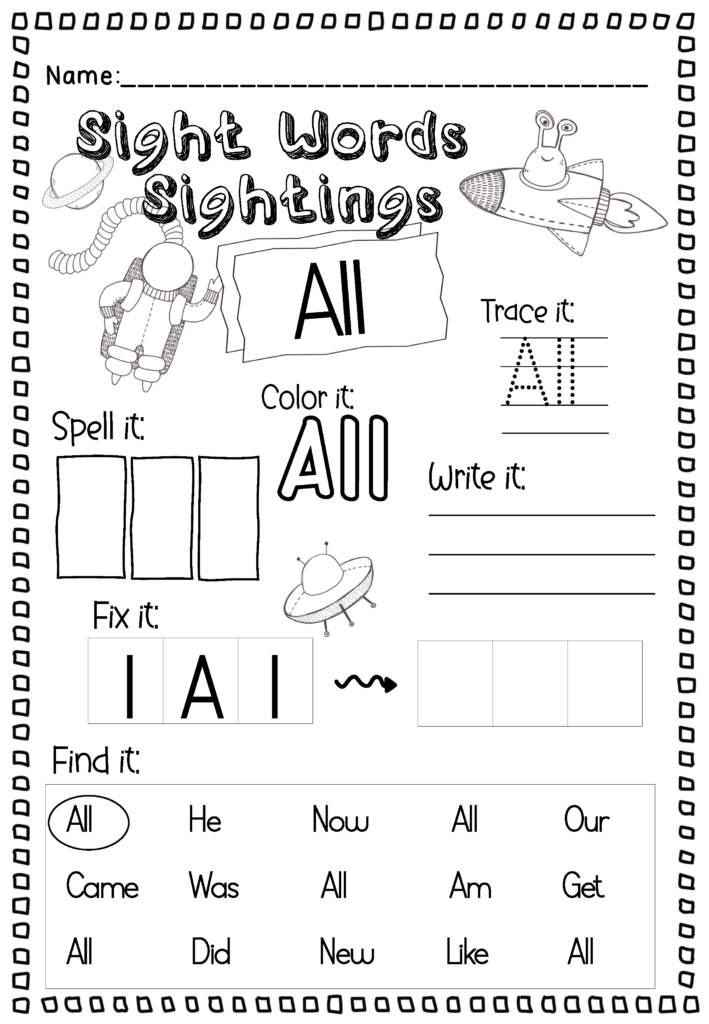 Sight Words Sightings No-Prep Kindergarten Worksheets | Made By Teachers