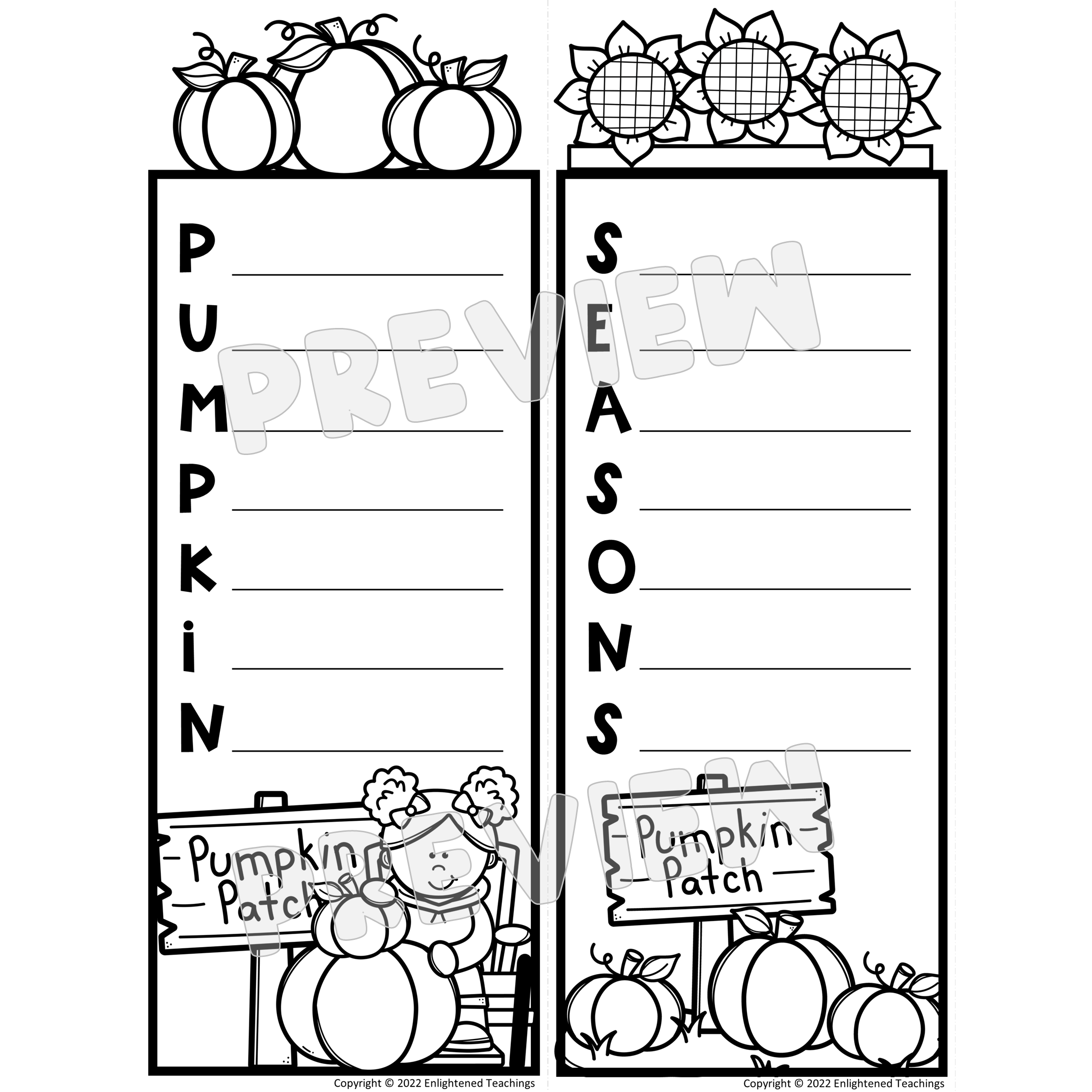 Fall Acrostic Poem Bookmark Autumn Creative Writing | Made By Teachers