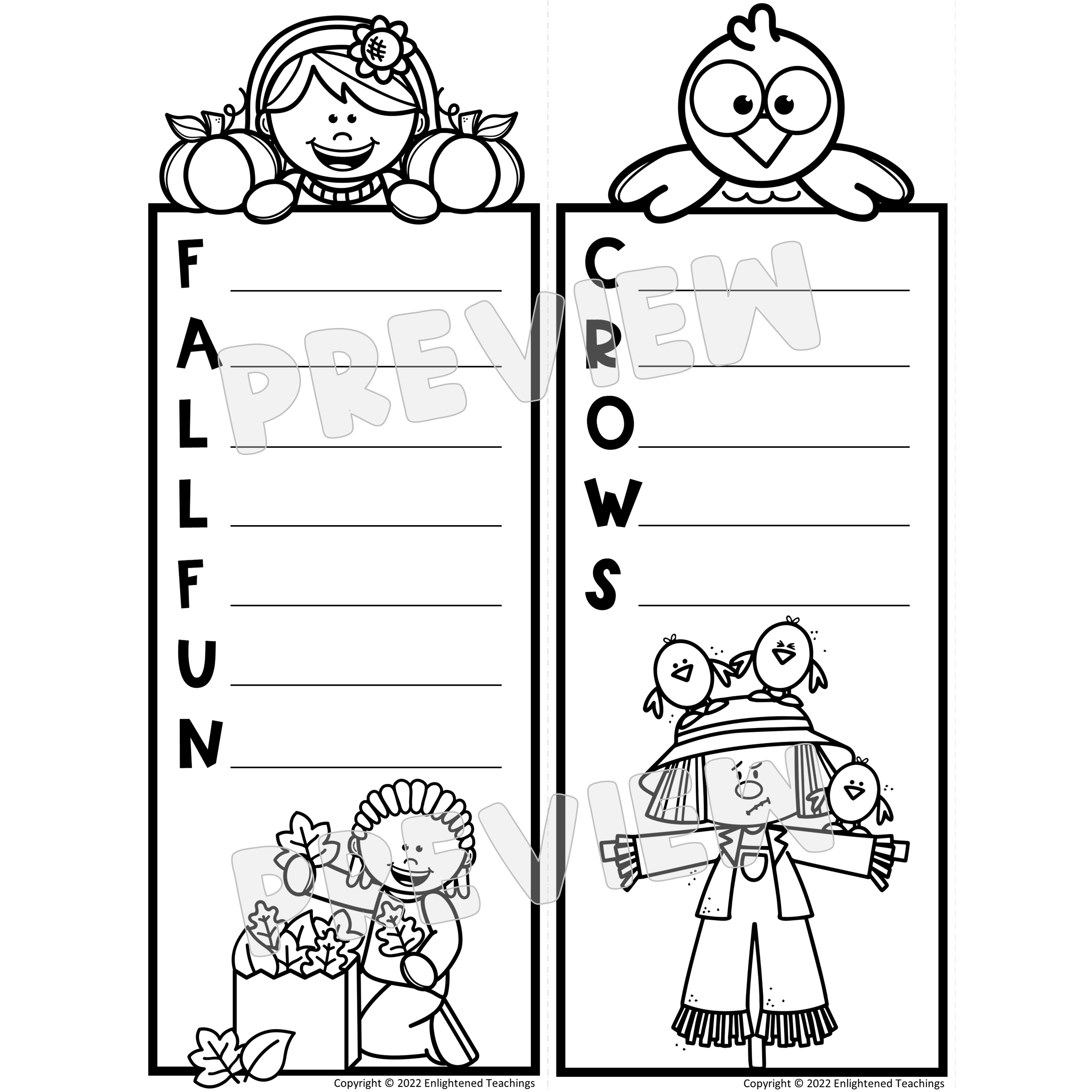 Fall Acrostic Poem Bookmark Autumn Creative Writing | Made By Teachers