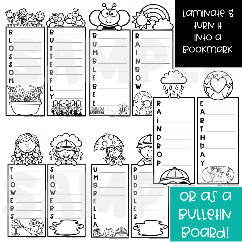 Spring Acrostic Poem Bookmark Creative Writing - Made By Teachers