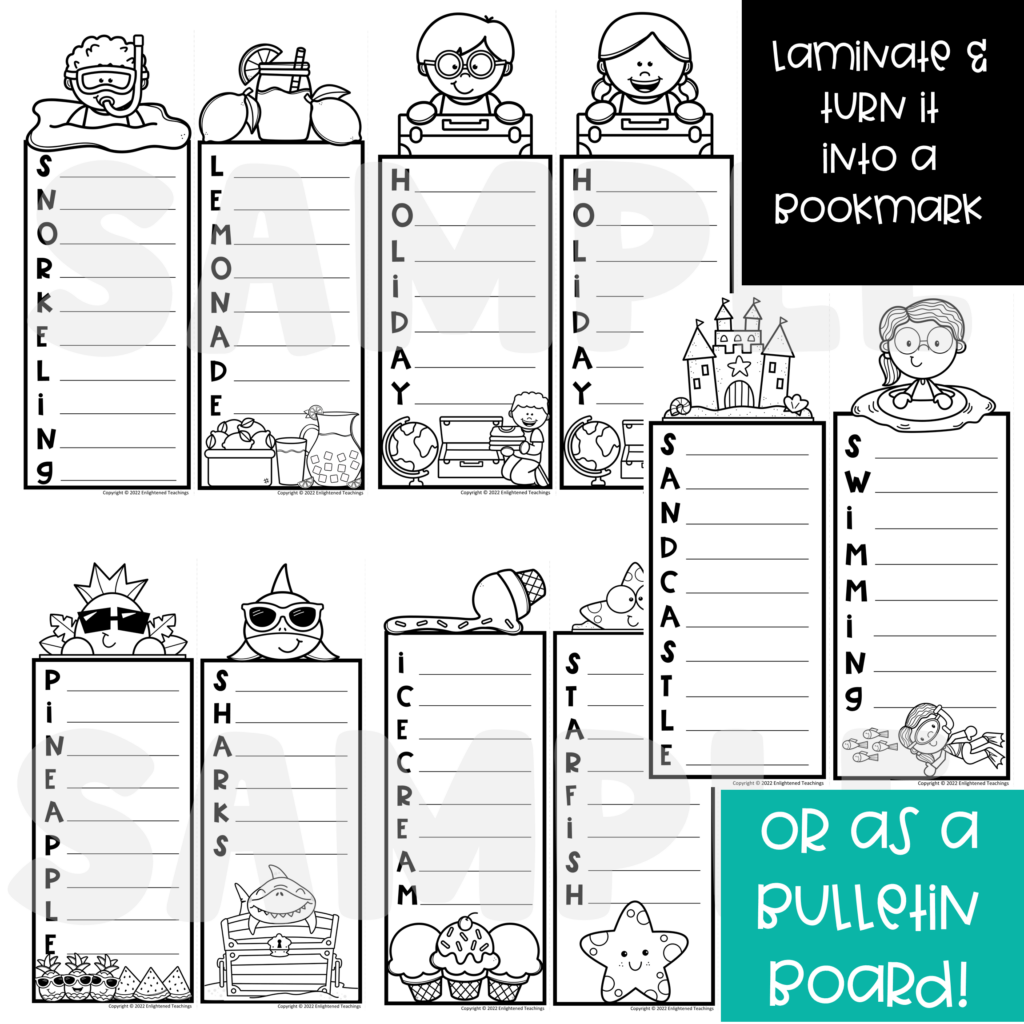 Summer Acrostic Poem Bookmark Creative Writing End of Year Writing ...