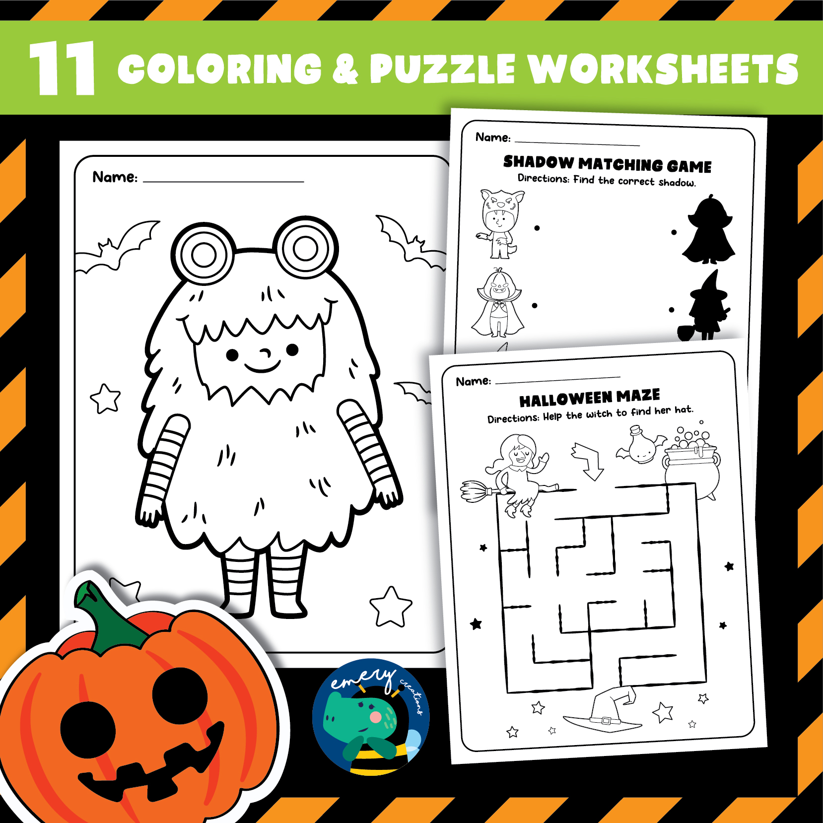 Kindergarten Halloween Activity Worksheets | Coloring, Puzzle, Math ...