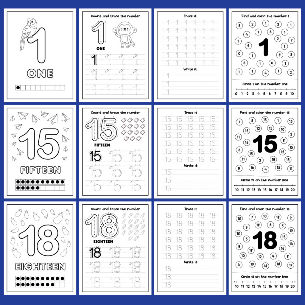 Learning Numbers From 1-20 | Trace, Write, Find, Color | Printable ...