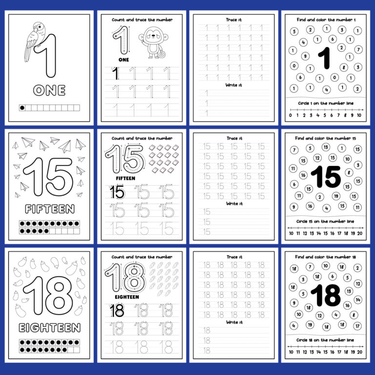 Learning Numbers From 1-20 | Trace, Write, Find, Color | Printable ...