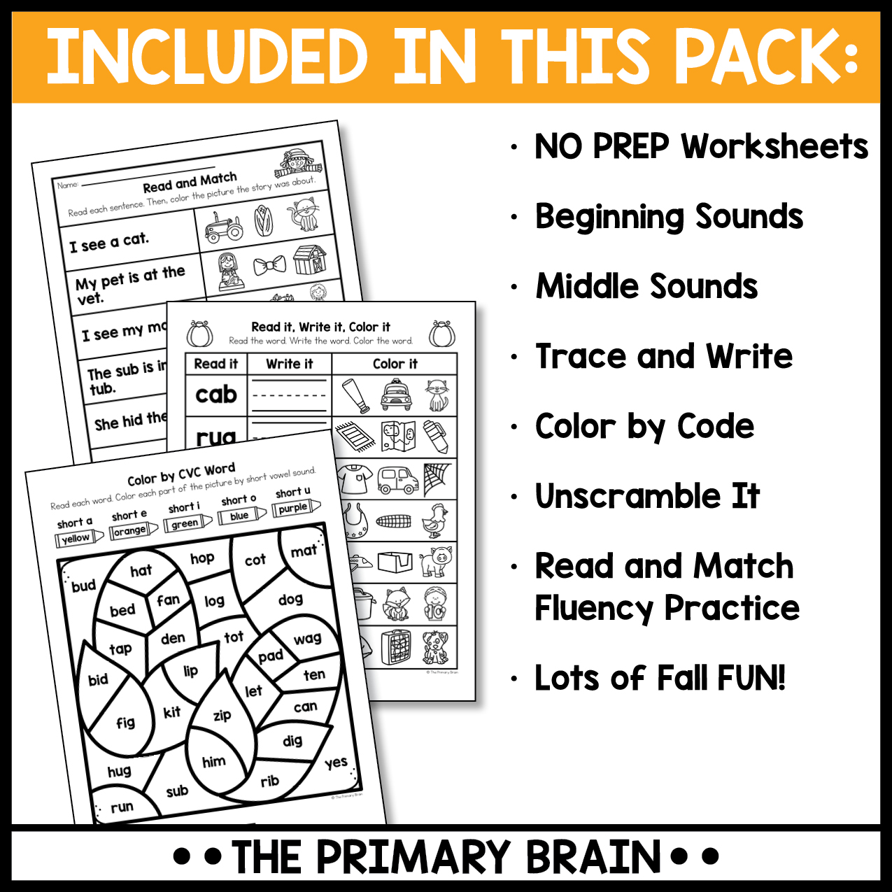 Fall CVC Words Worksheets - Made By Teachers