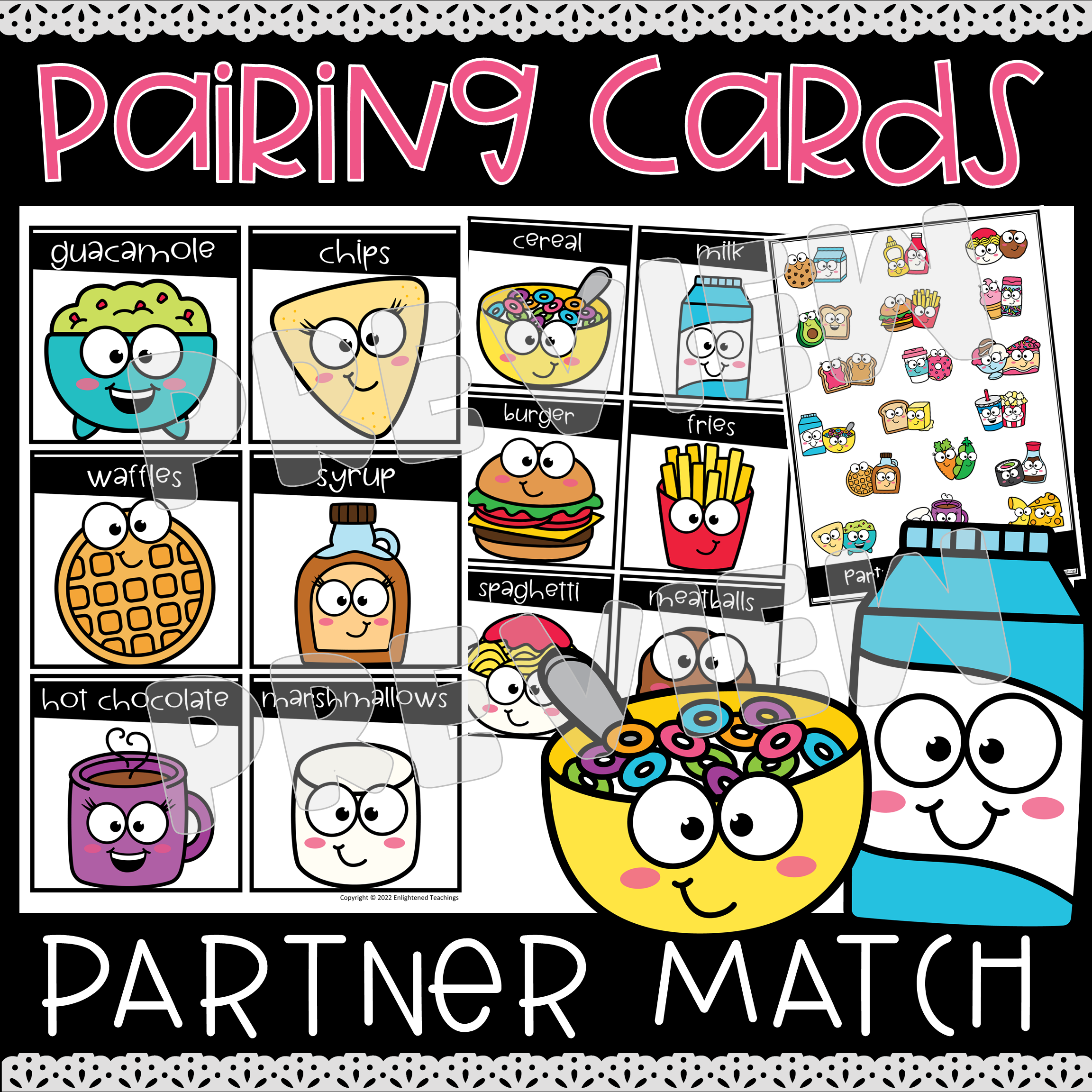 Student Pairing Cards | Student Partner Cards | Food Cuties | Made By ...