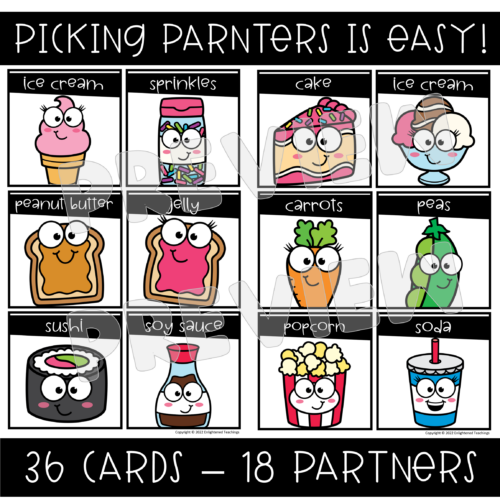 Student Pairing Cards | Student Partner Cards | Food Cuties | Made By ...