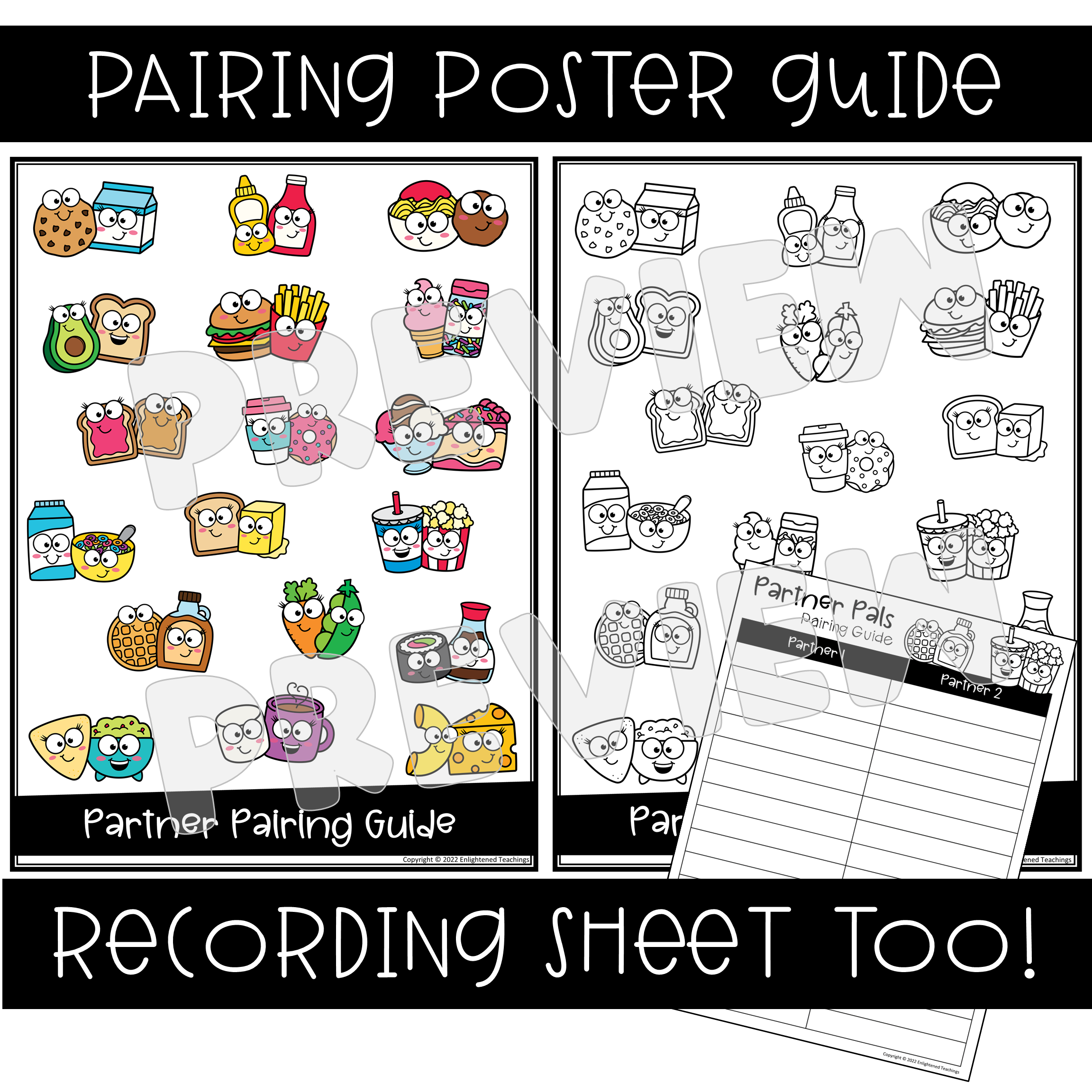 Student Pairing Cards | Student Partner Cards | Food Cuties | Made By ...
