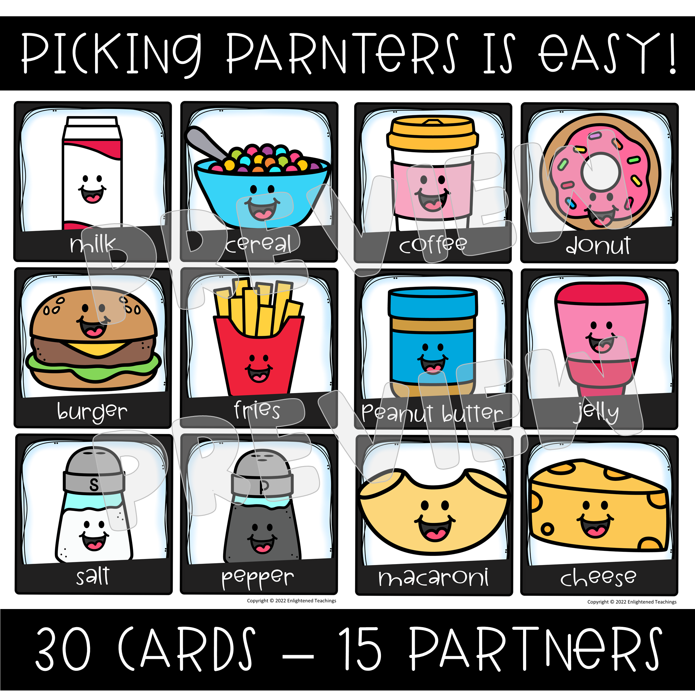 Student Pairing Cards | Student Grouping Cards | Food Theme - Made By ...