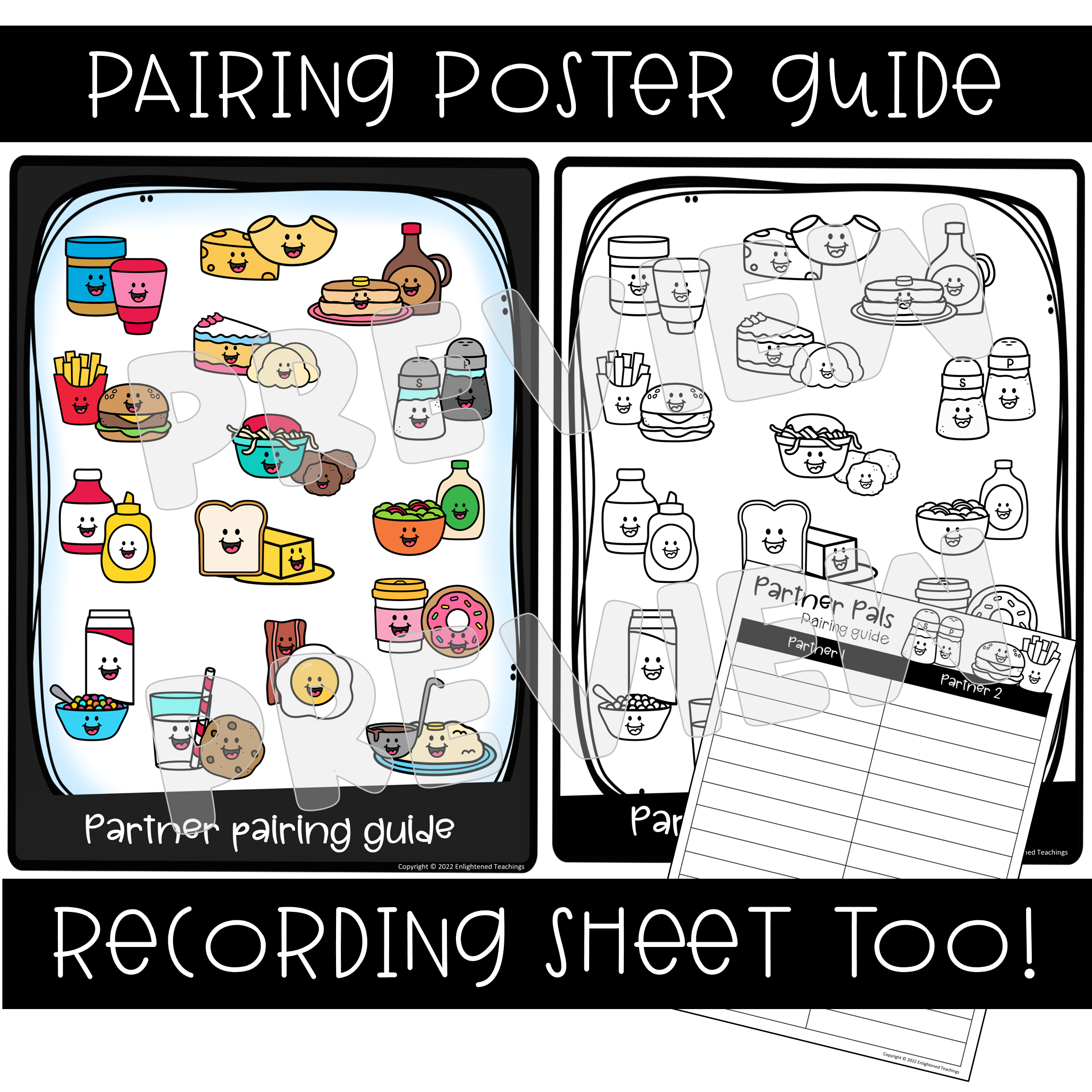 Student Pairing Cards | Student Grouping Cards | Food Theme | Made By ...