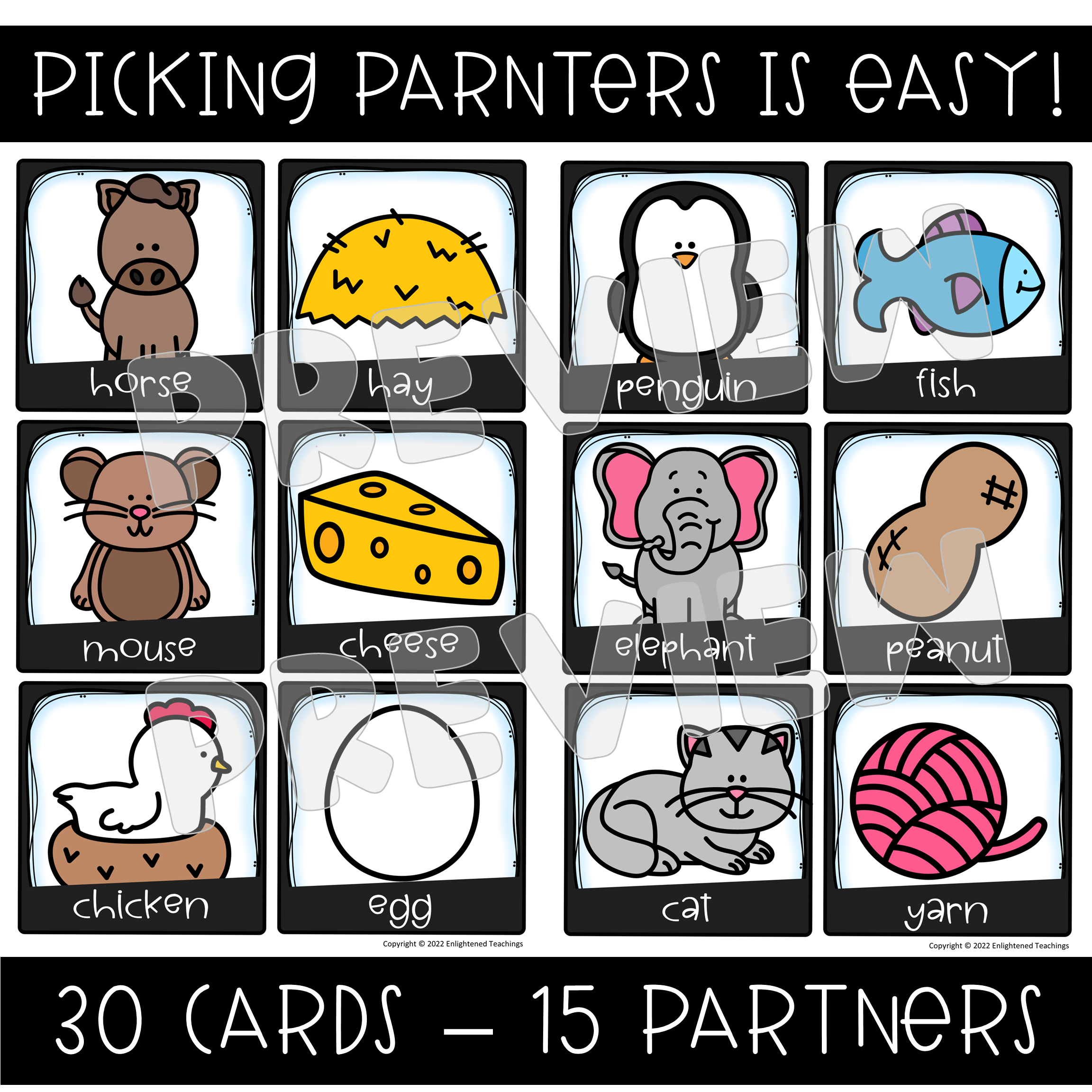 Student Pairing Cards | Student Grouping Cards | Partner Match Up ...