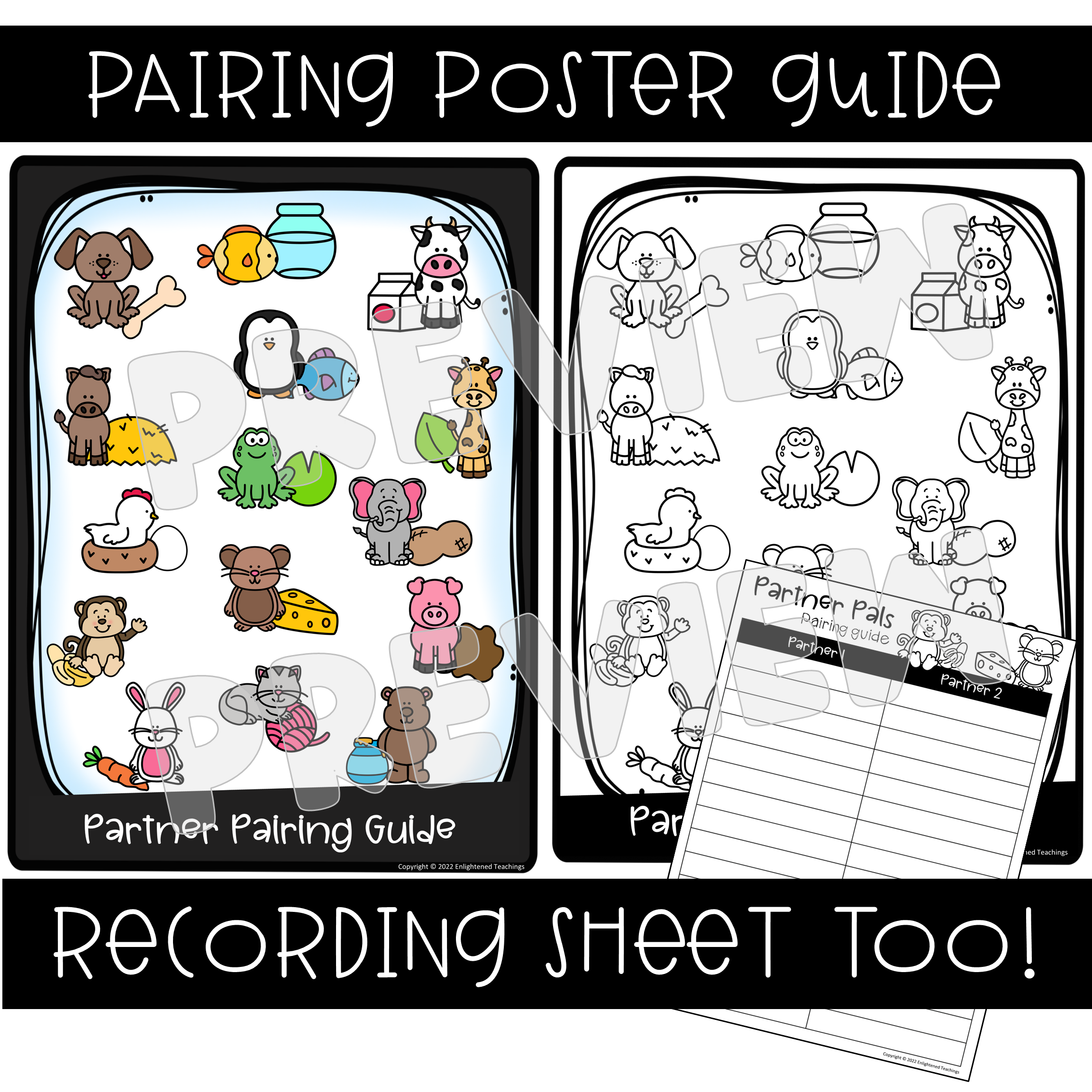 Student Pairing Cards | Student Grouping Cards | Partner Match Up ...