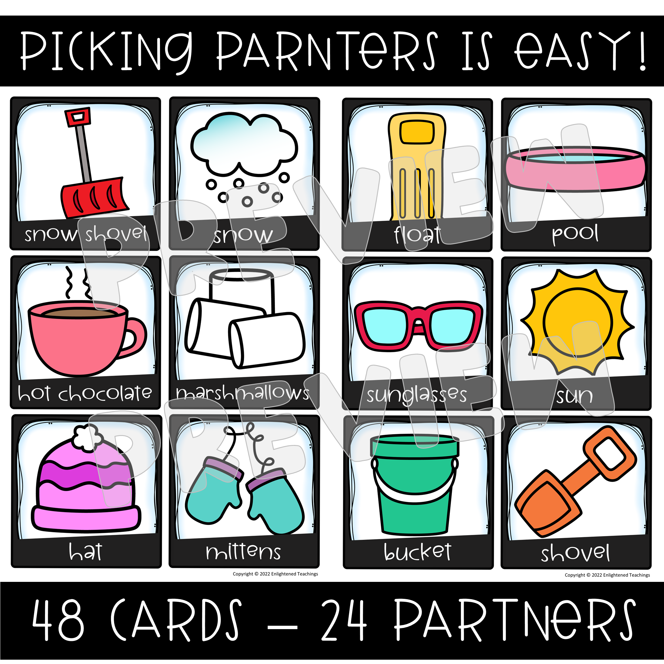 Student Pairing Cards | Student Match Up - Seasonal Theme | Made By ...