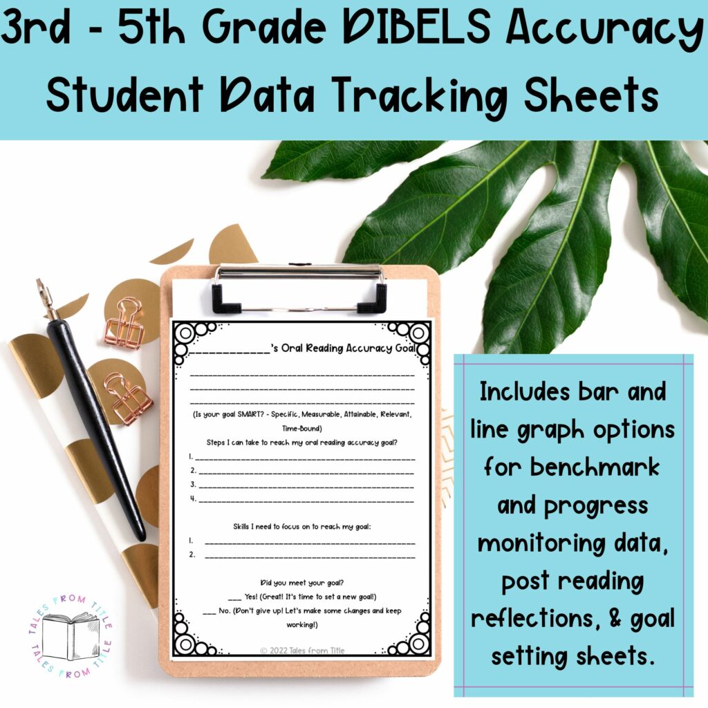 DIBELS Reading Accuracy Student Data Tracking Bundle: 3 - 5 Printable ...