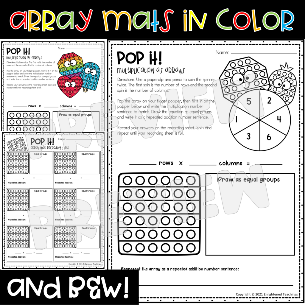 POP IT | Bubble POP Arrays | Task Cards | Mats | Worksheets | Pennants ...