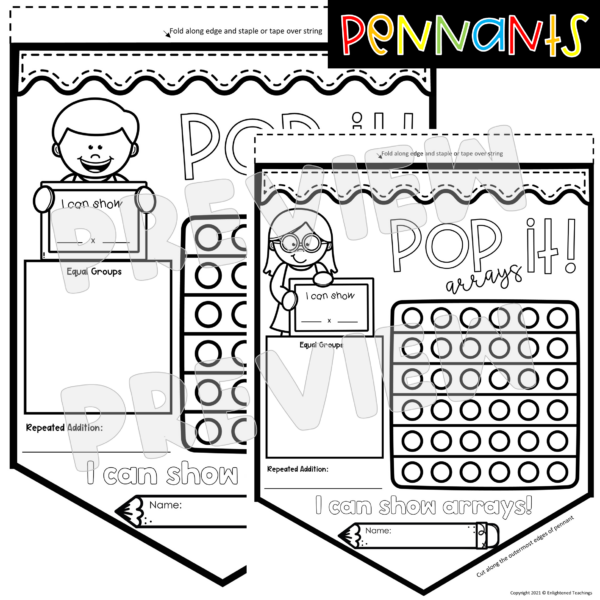 POP IT | Bubble POP Arrays | Task Cards | Mats | Worksheets | Pennants ...