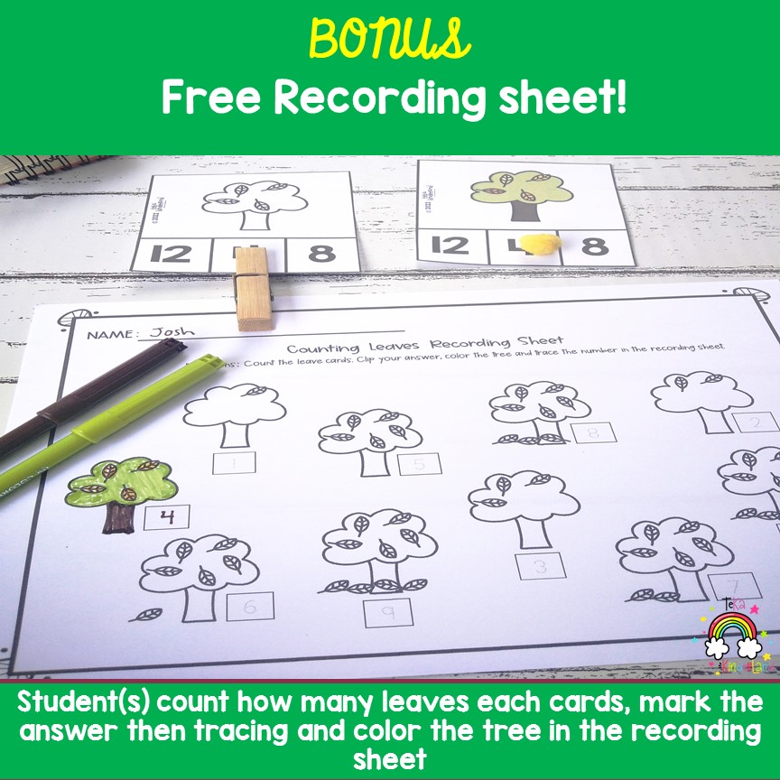 FREE Fall Math Activities Leaves Counting Cards | Made By Teachers