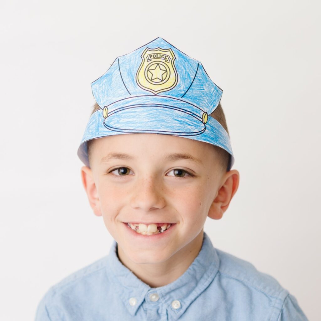 Police Hat Paper Crown Printable Coloring Craft - Made By Teachers