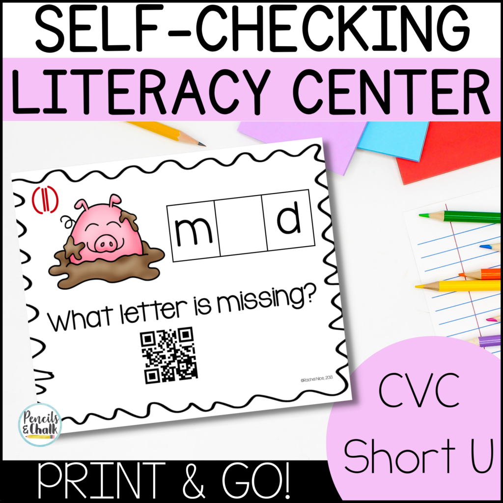 CVC Words for Kindergarten Literacy Centers or Morning Work - Short U ...