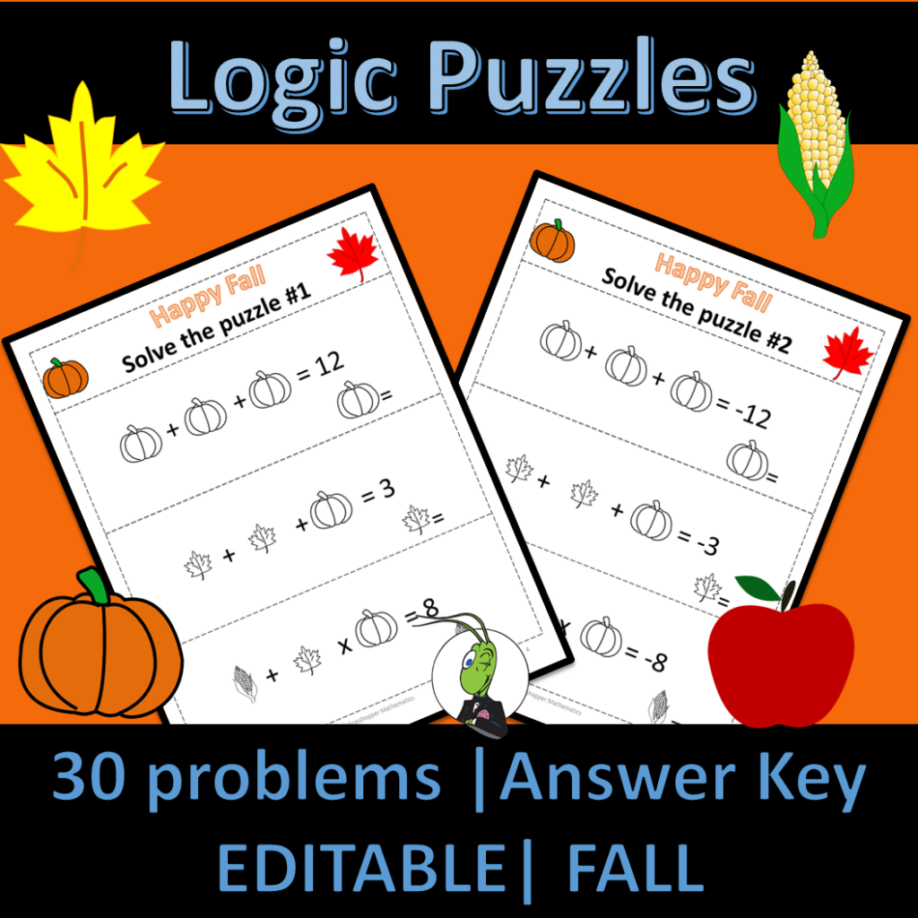Fall Logic Puzzles | Number Sense | Algebra 1 | Made By Teachers