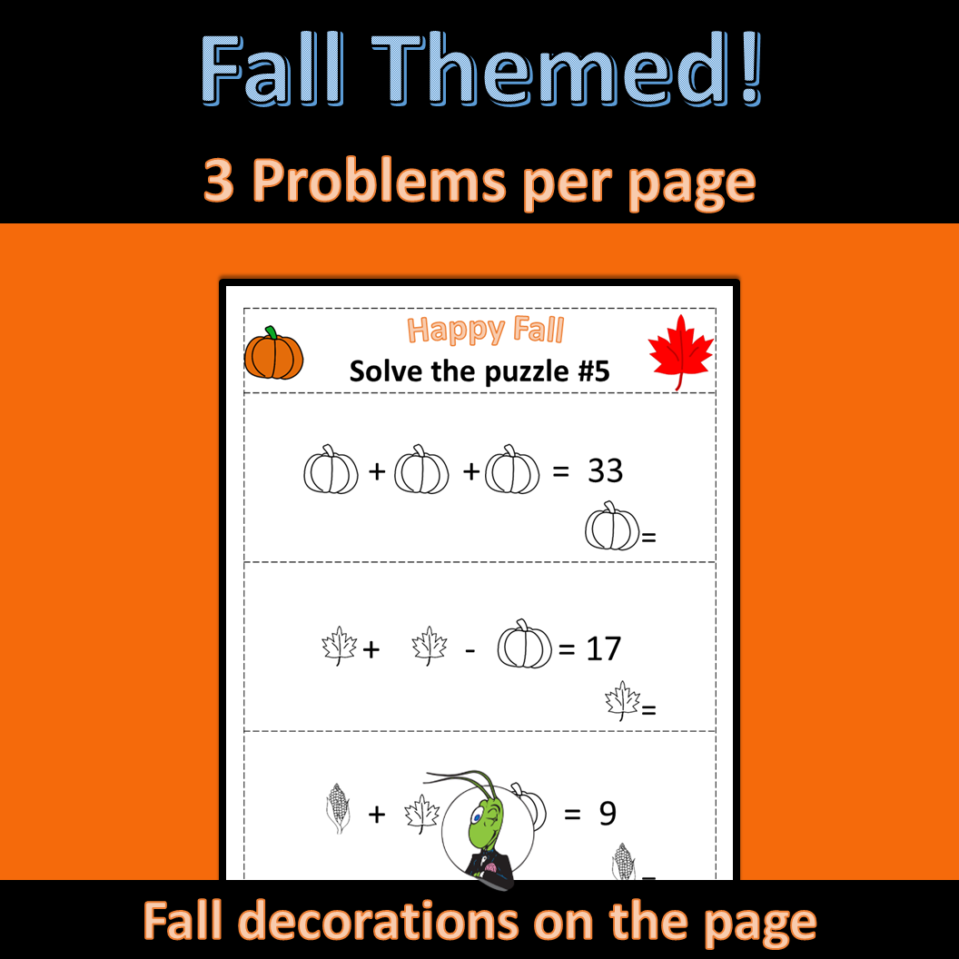 Fall Logic Puzzles | Number Sense | Algebra 1 | Made By Teachers