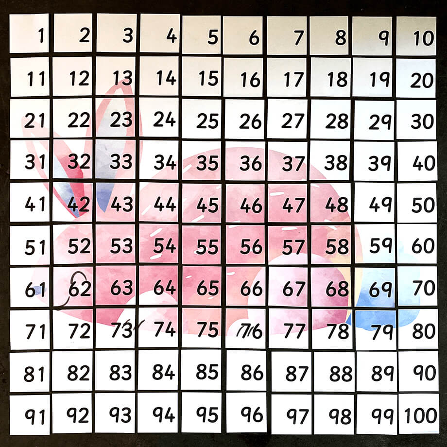 Montessori Math 100 Chart Surprise Pink Easter Bunny | Made By Teachers