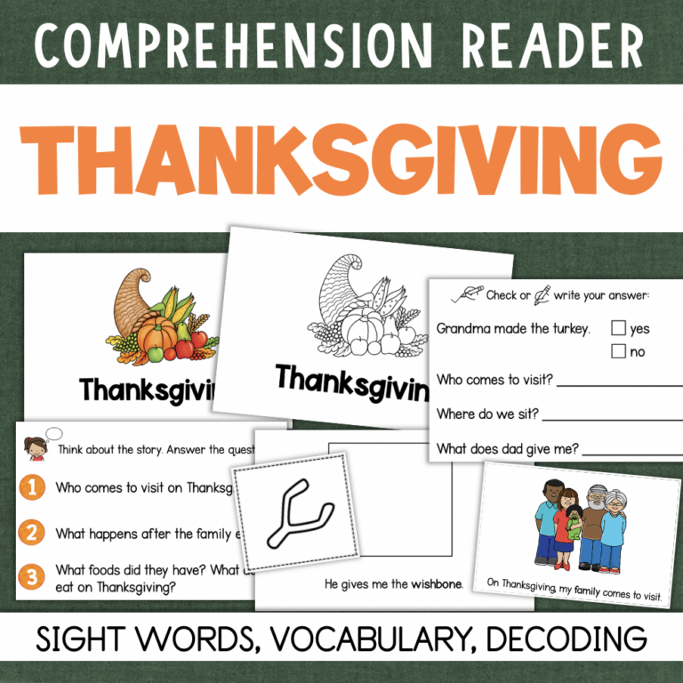 THANKSGIVING Decodable Readers Comprehension Sight Words - Made By Teachers