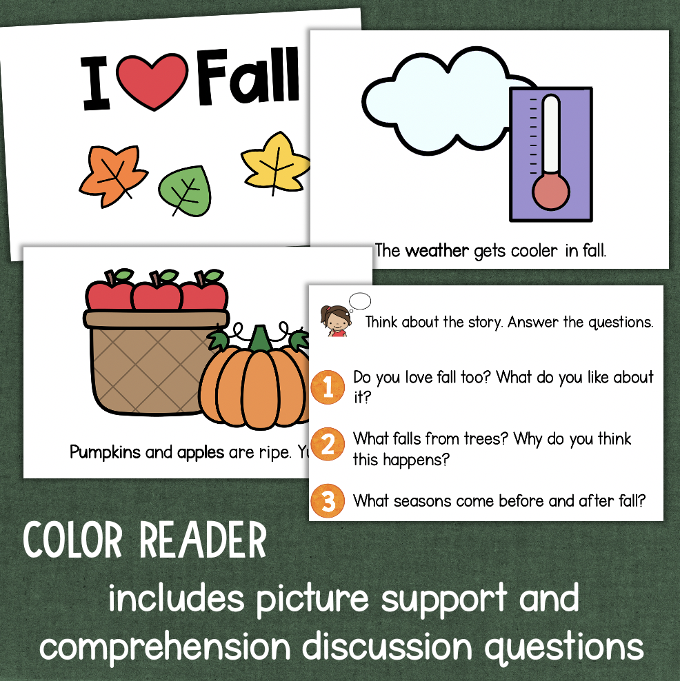 FALL Autumn Decodable Readers Comprehension Sight Words | Made By Teachers
